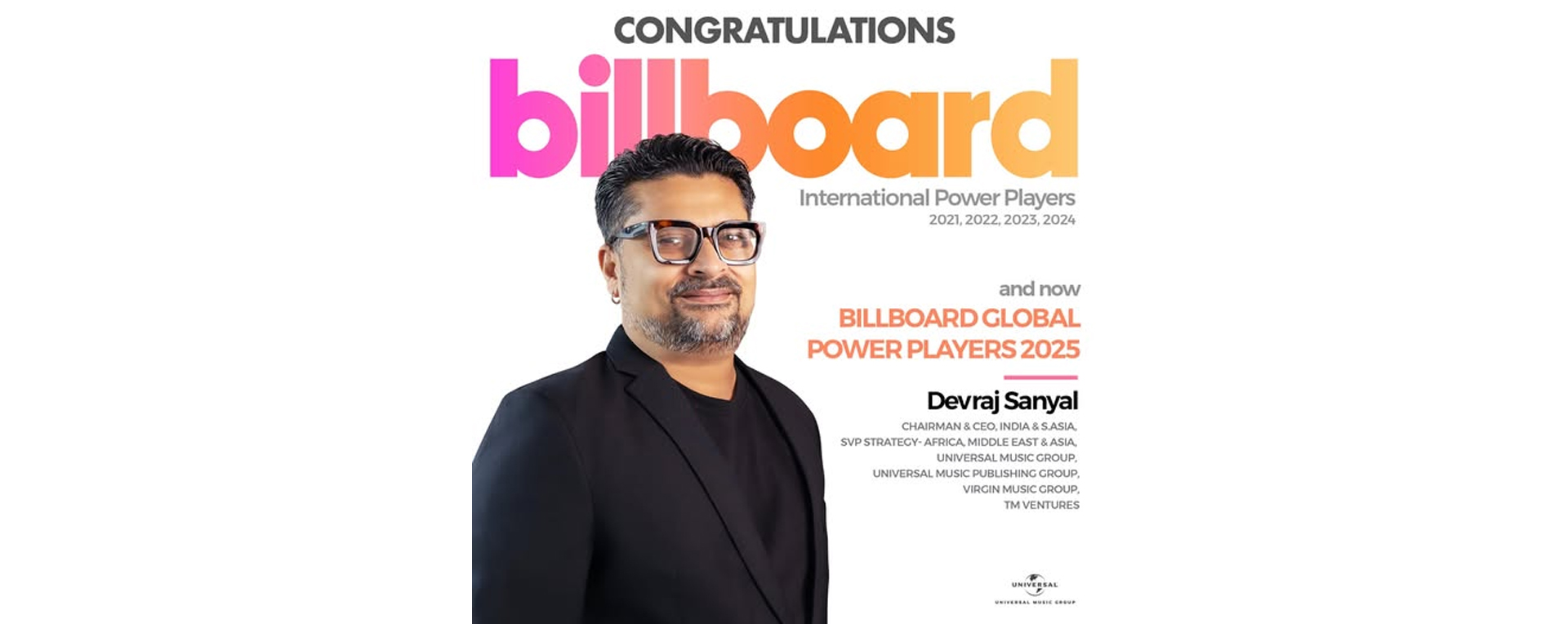 Devraj Sanyal Named on Billboard’s Global Power Players List for Fifth ...